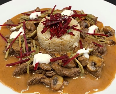 Beef Stroganoff and Rice Pilaf